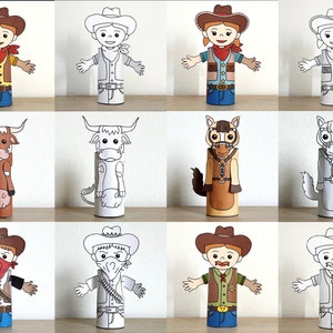 Wild West Toilet Paper Roll Craft Activity Cowboy Party Coloring ...