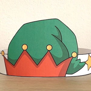 Christmas Elf Paper Crown Hat Winter Holiday Party Coloring Printable ...