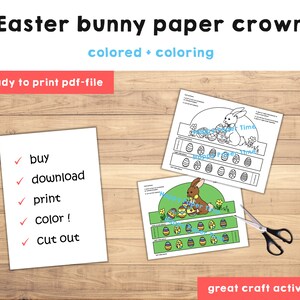 Easter Bunny Hat Paper Crown Coloring Headband Easter Cut Out Party ...