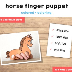 Horse Paper Craft Printable Pony Farm Animal Finger Puppet Pretend Play ...