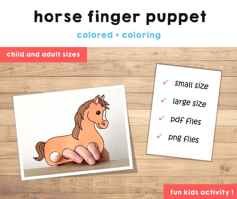 Horse Paper Craft Printable Pony Farm Animal Finger Puppet - Etsy