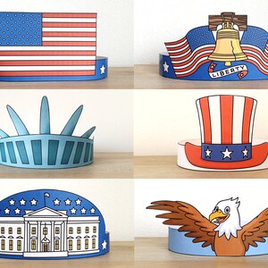 American Symbols Paper Crowns Flag 4th of July Patriotic Printable DIY ...