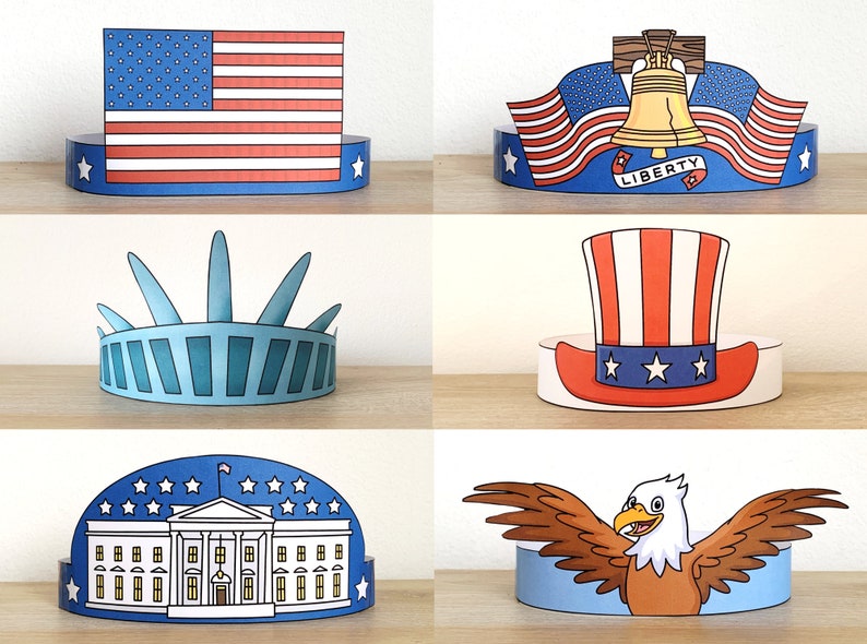 American Symbols Paper Crowns Flag 4th of July Patriotic - Etsy