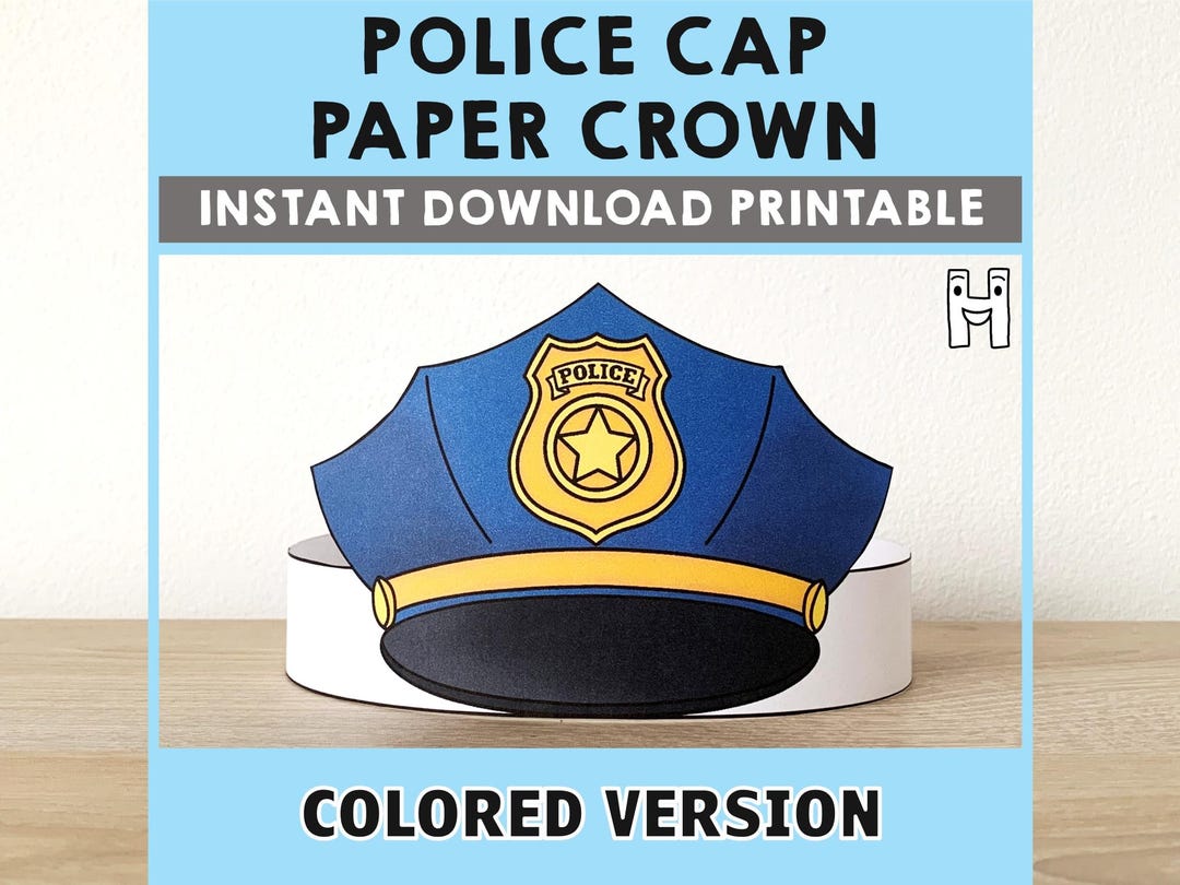 Police Cap Hat Paper Crown Party Pretend Play Printable Kids Craft ...