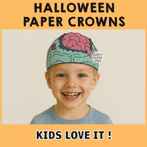 Halloween Paper Crowns Witch Zombie Bat Devil Frankenstein Printable ...