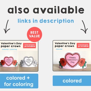 Valentine's Day Paper Crown Party Activity Printable Kids Easy Craft ...