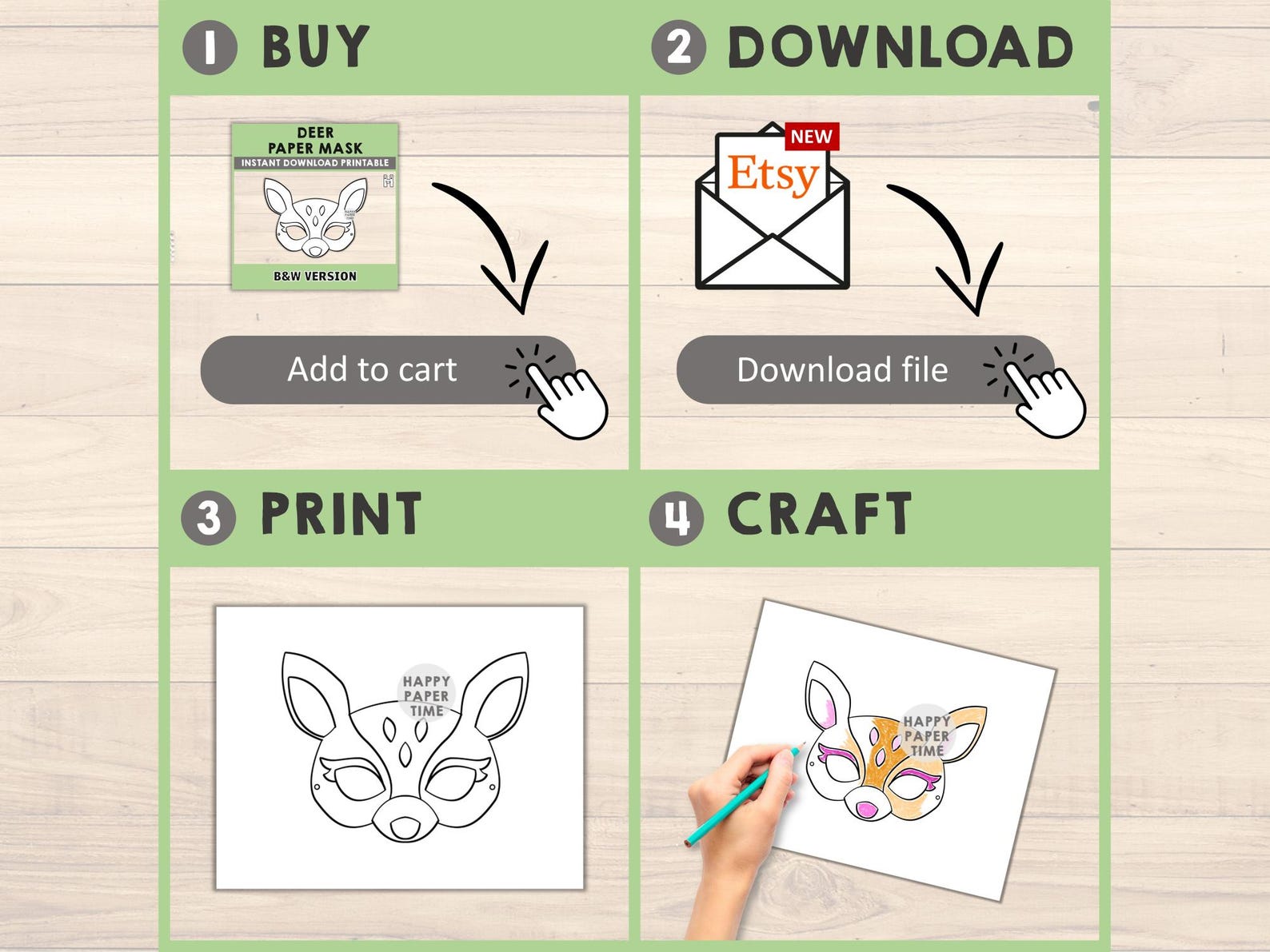 Deer Mask Printable Deer Party Printable Gift Deer Costume Deer Paper ...