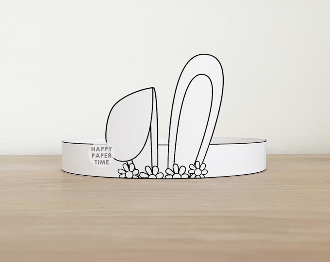 Bunny Ears Paper Crown! PRINTABLE Easter Coloring Crown! Kids Easter ...