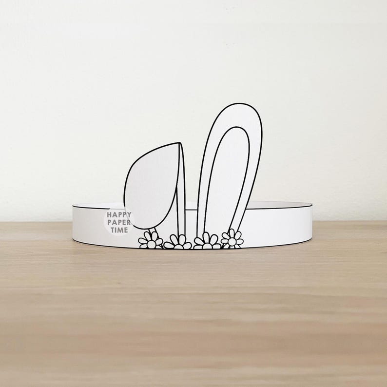 Bunny Ears Easter Paper Crown Coloring Headband Easter Cut Out Party ...