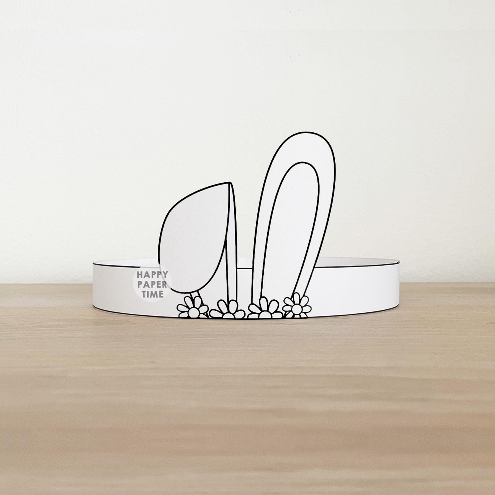 Bunny Ears Easter Paper Crown Coloring Headband Easter Cut Out Party ...