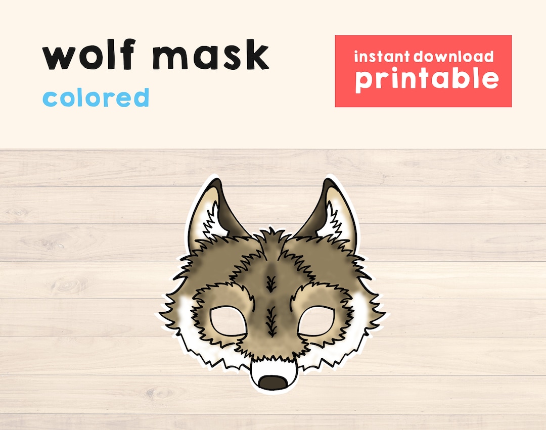 Wolf Costume Mask, Wolf Mask Kids, Wolf Party Favor, Wolf Printable ...