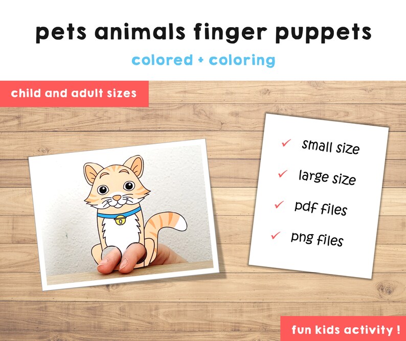 Pets Animal Paper Craft Printable Finger Puppet Template Kids - Etsy