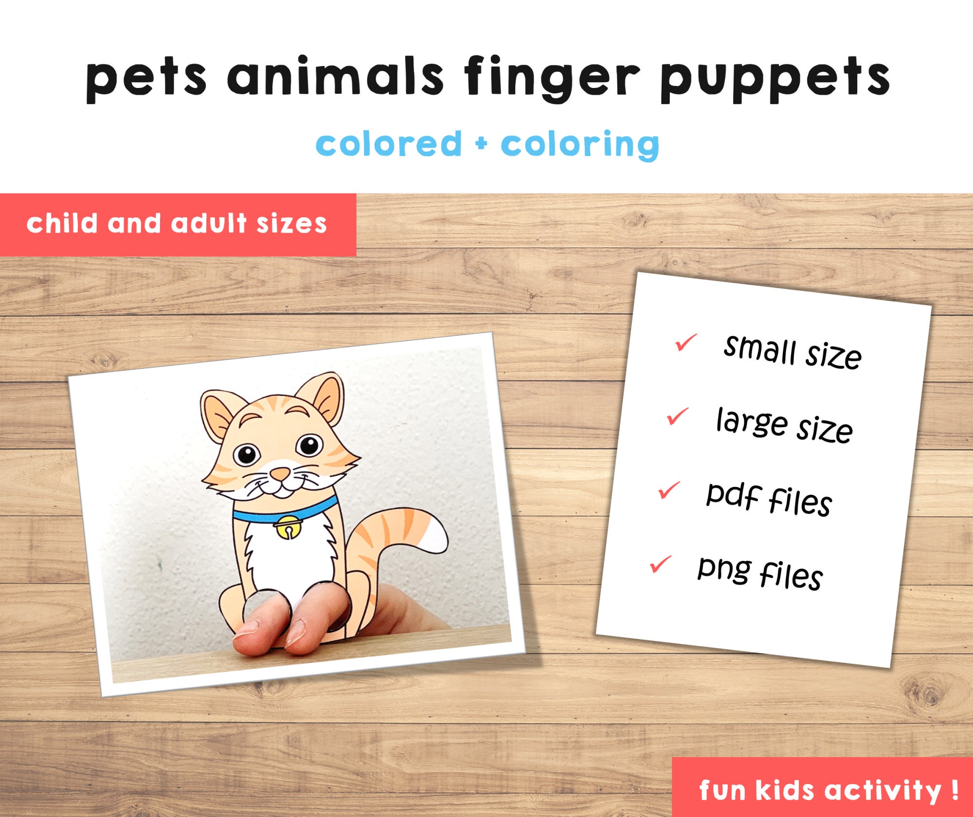 Pets Animal Paper Craft Printable Finger Puppet Template Kids - Etsy