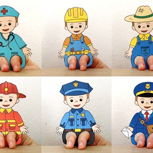 Community Helpers Paper Craft Printable Finger Puppet Template Kids ...