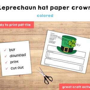 Leprechaun Hat Paper Crown Headband St Patrick's Day Party Activity ...