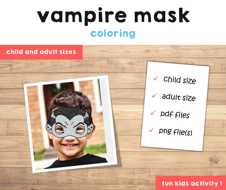 Vampire Mask Kids Vampire Costume Vampire Mask Diy Vampire - Etsy