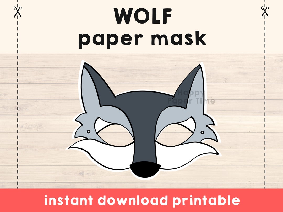 Wolf Costume Animal Mask - Wolf Mask - Wolf Party - Animal Printable ...