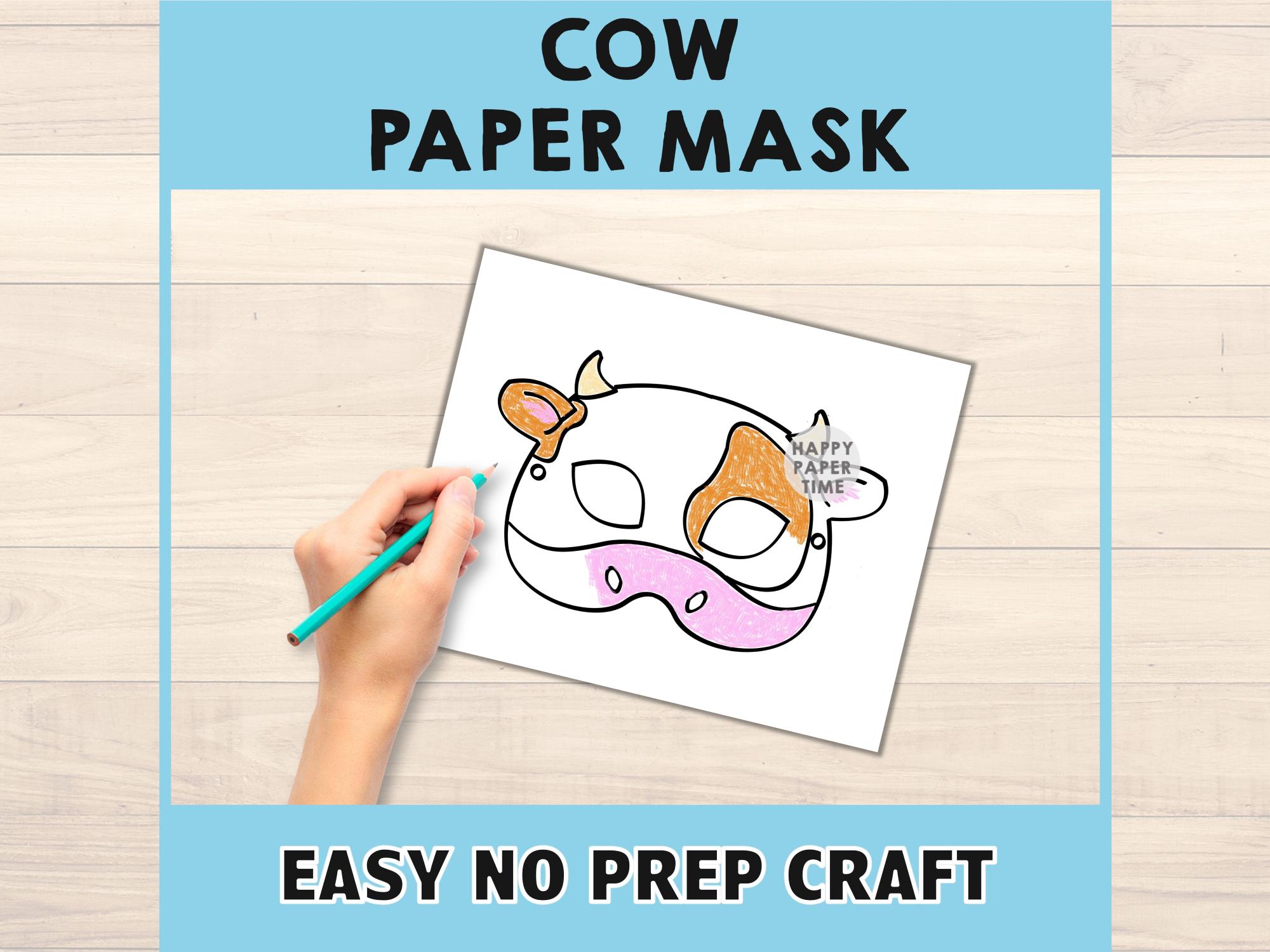 Cow Mask Farm Printable Farm Animal Party Favor Animal Mask Cow Animal ...
