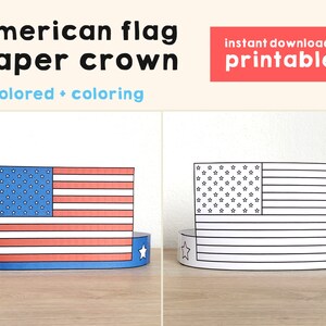 American Flag Paper Crown 4th of July Patriotic Headband Activity ...