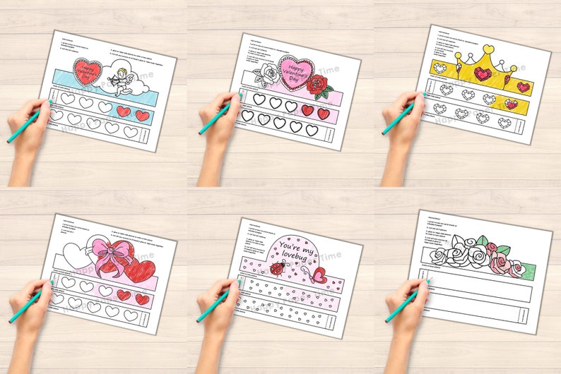 Valentine Paper Crowns Headbands Party Activity Printable Kids - Etsy