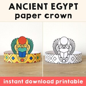 Ancient Egypt Scarab Paper Crown Princess Template Party Coloring ...