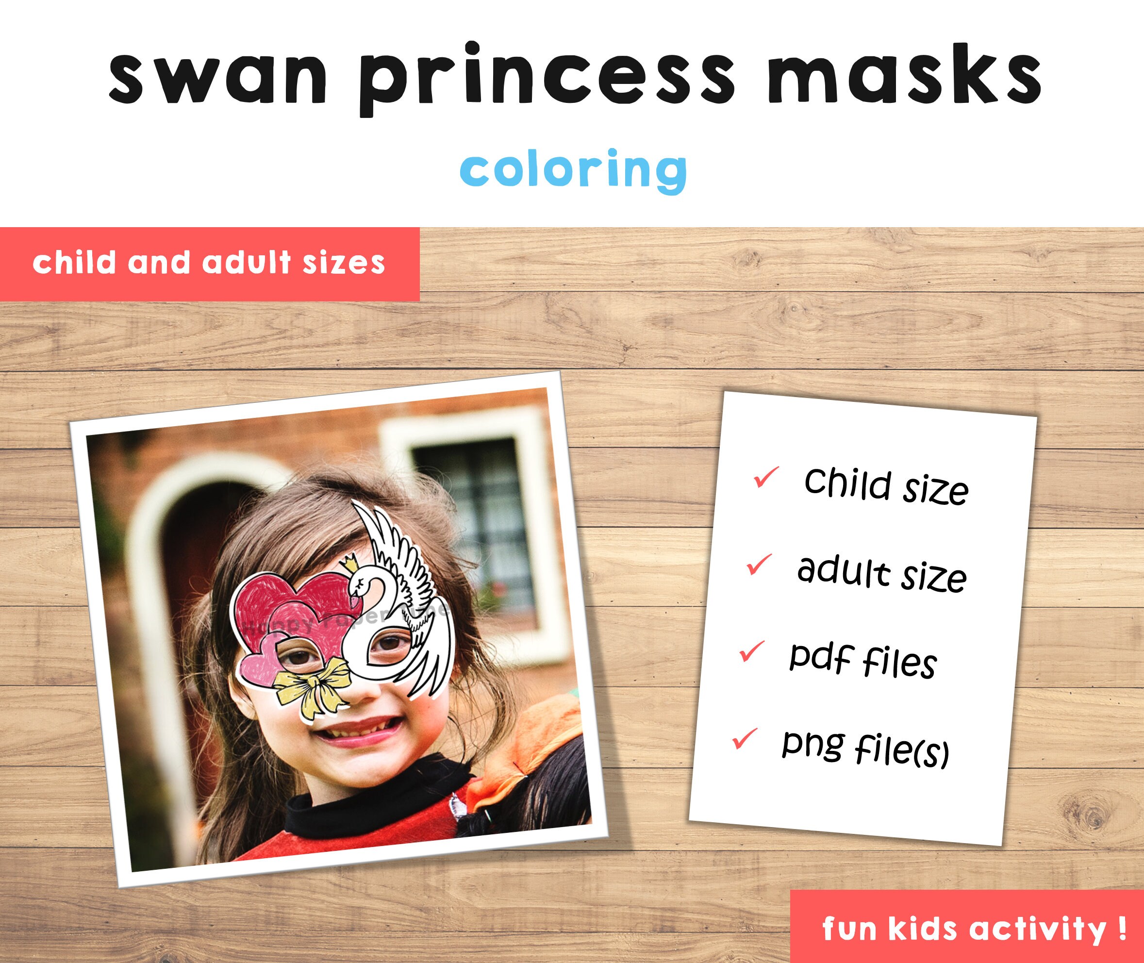 Swan Princess Party Printable Masks Fairytale Kids Party Mask Swan ...