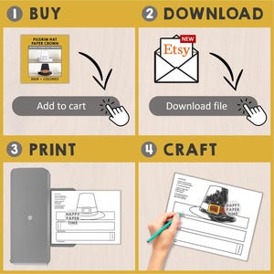 Pilgrim Hat Headband Paper Crown Thanksgiving Settler Party Coloring ...
