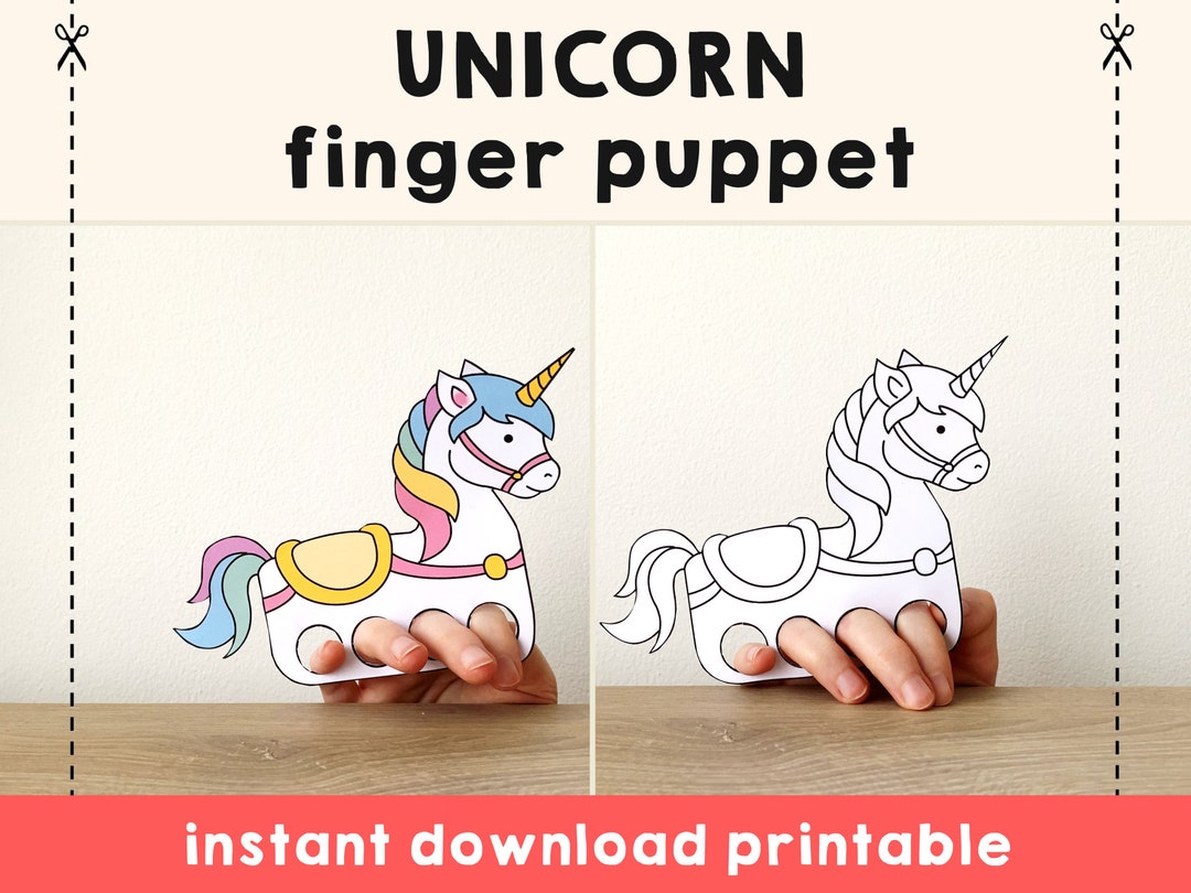 Unicorn Paper Craft Printable Finger Puppet Kids Craft Unicorn Birthday ...