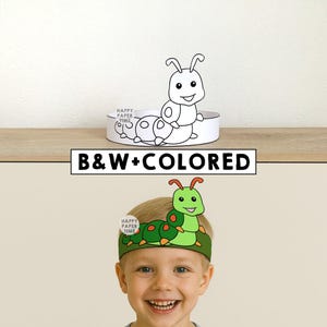 Caterpillar Paper Crown Headband Party Coloring Activity Printable Kids ...