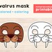 Walrus Mask Costume Animal Mask Printable Party Favor Polar Halloween ...