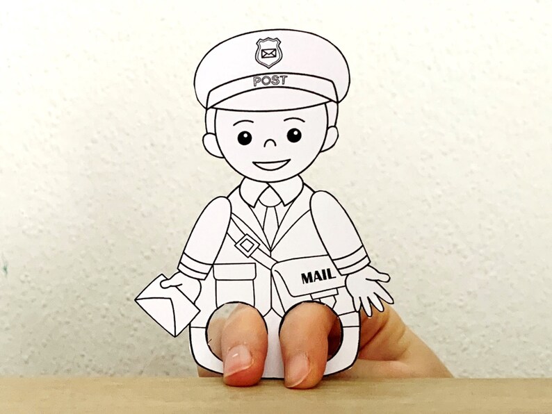 Postman Paper Craft Printable Community Helper Finger Puppet - Etsy