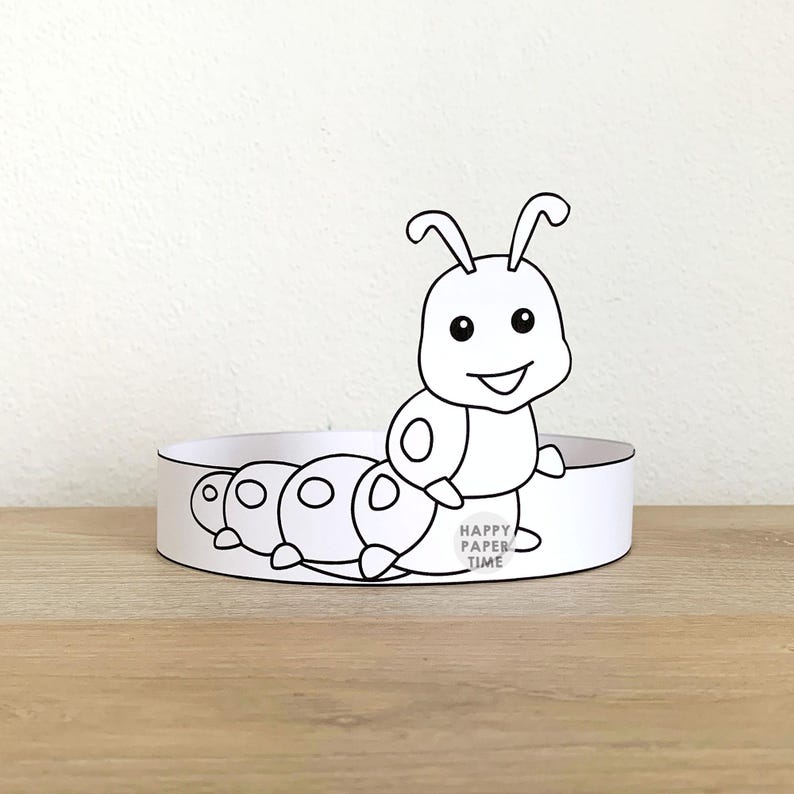 Caterpillar Paper Crown Headband Party Coloring Printable Kids Craft ...