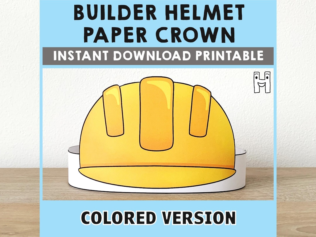 Construction Worker Builder Helmet Paper Crown Party Printable Kids ...