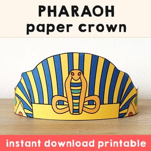 Pharaoh Paper Crown Ancient Egypt Template Party Coloring Printable ...