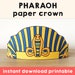 Pharaoh Paper Crown Ancient Egypt Template Party (Download Now) - Etsy