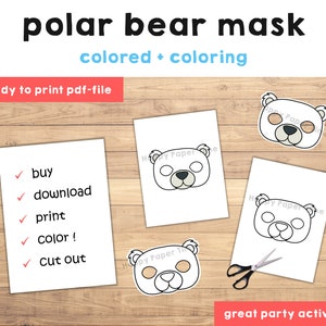 Polar Bear Mask Paper Craft Costume Diy Polar Animal Mask Template ...