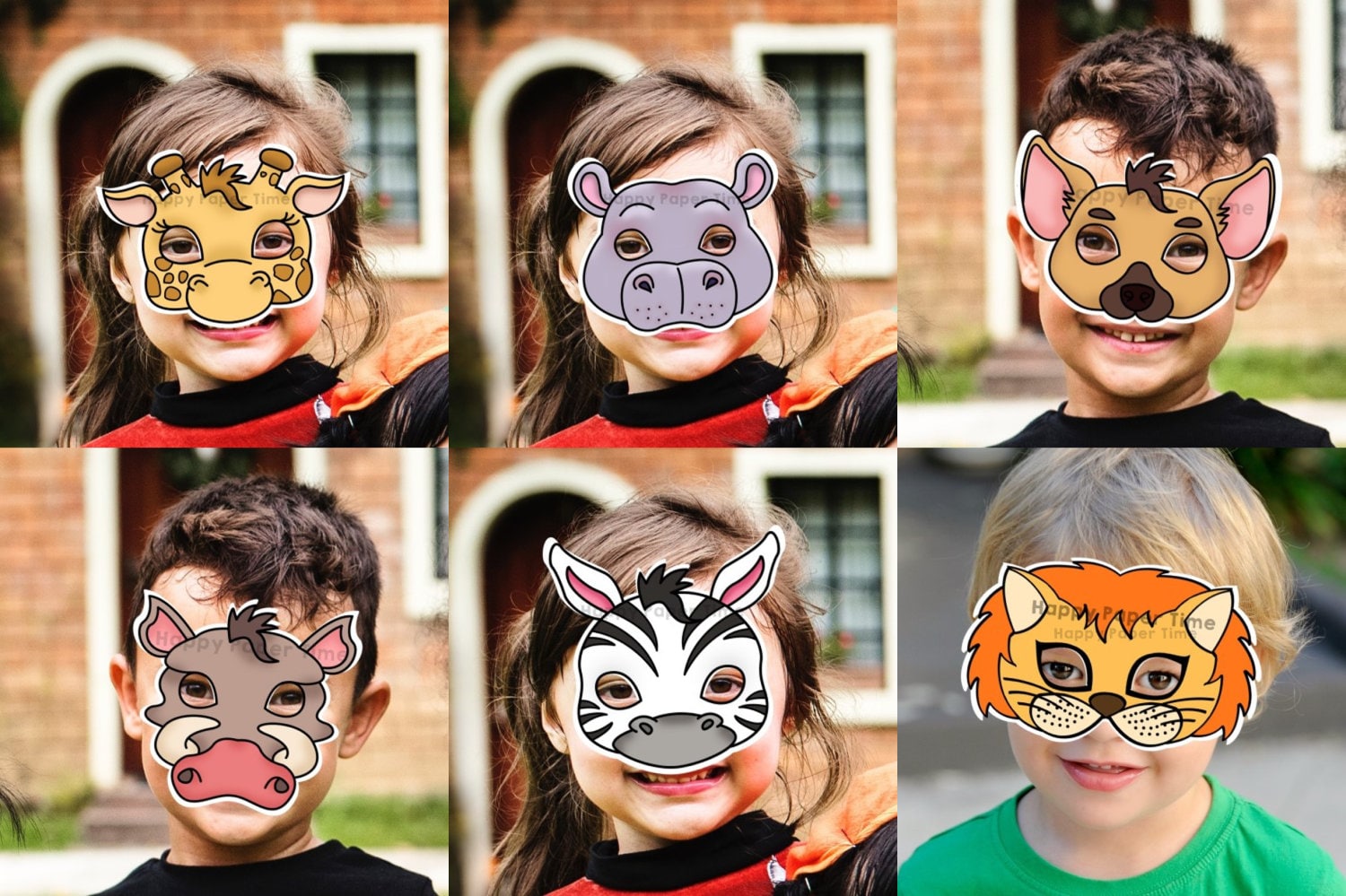 African Masks Animal Template Giraffe Hippo Lion Zebra Hyena - Etsy