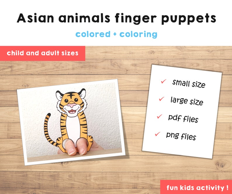 Asian Animal Paper Craft Printable Finger Puppet Template Kids Craft ...