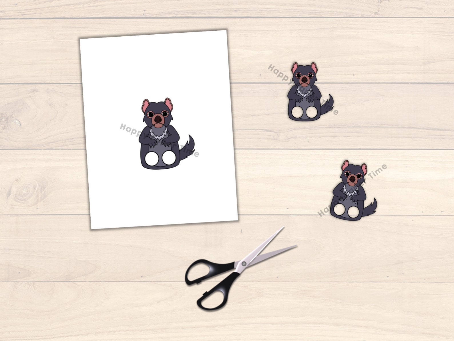 Tasmanian Devil Paper Craft Printable Australian Animal Finger Puppet ...