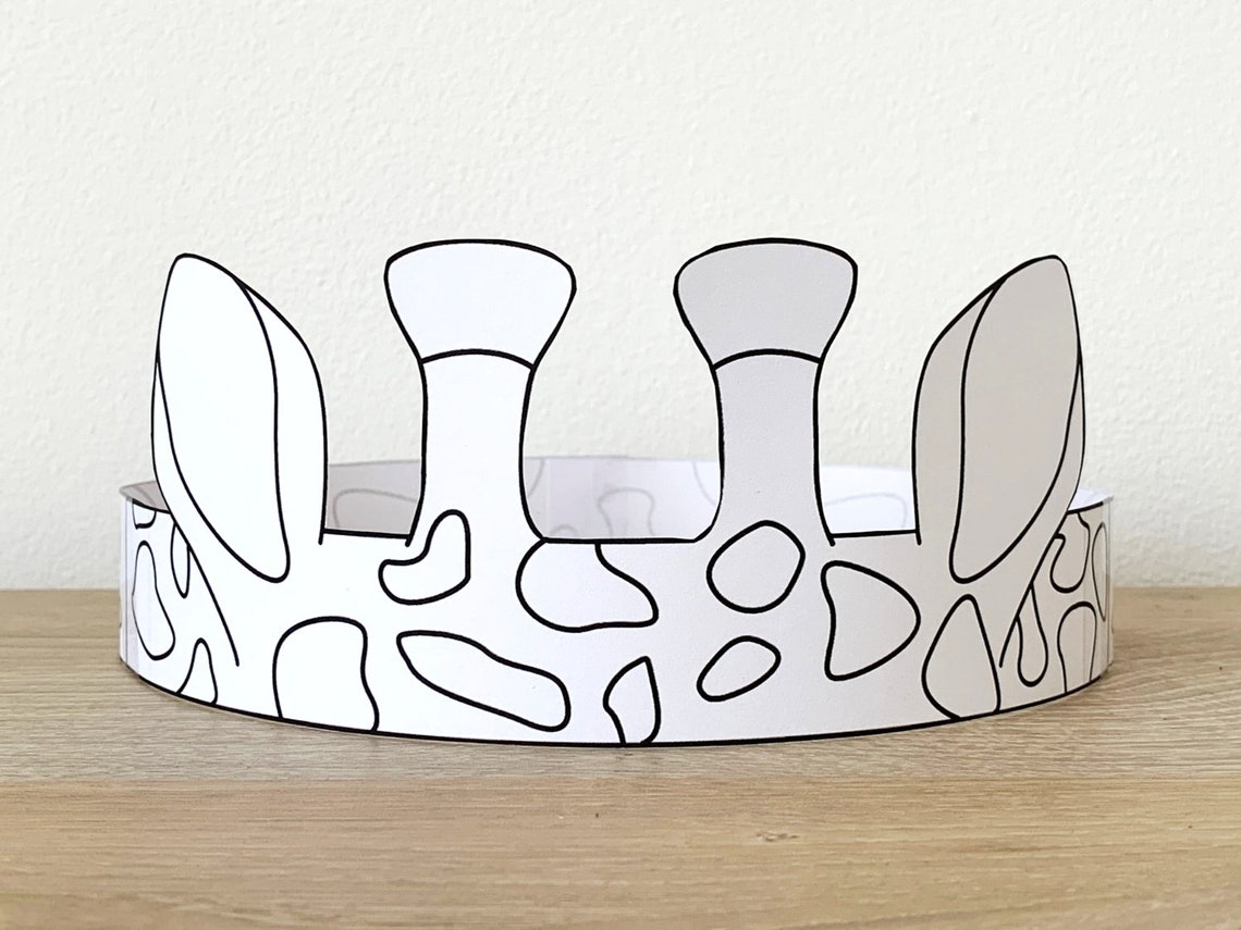 Giraffe Ears Paper Crown Party Coloring Printable Kids Craft | Etsy