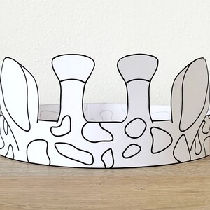 Giraffe Ears Paper Crown Party Coloring Printable Kids Craft Safari ...