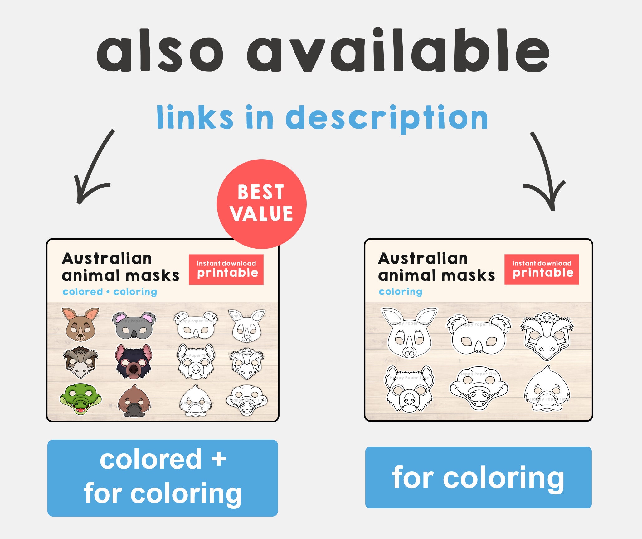 Australian Mask Animal Craft Activity Template for Kids, Kangaroo ...