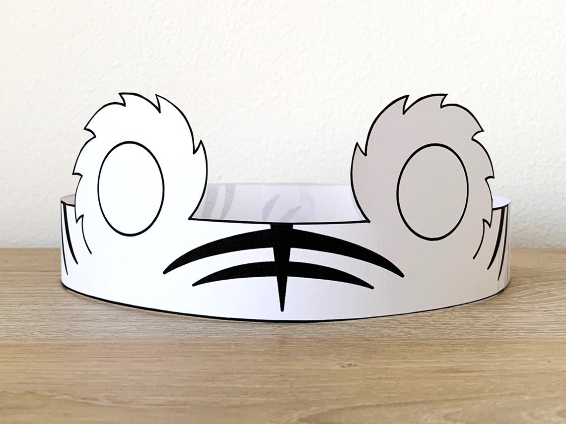 Tiger Ears Paper Crown Headband Party Coloring Printable Kids - Etsy