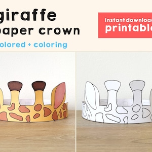 Giraffe Ears Paper Crown Party Coloring Printable Kids Craft Safari ...