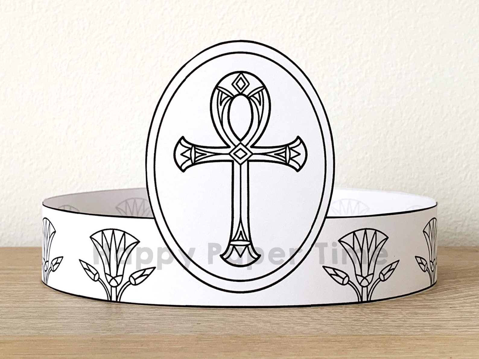 Ancient Egypt Ankh Paper Crown Hat Template Party Coloring Printable ...