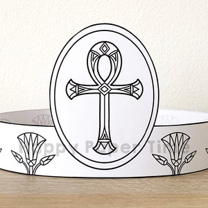 Ancient Egypt Ankh Paper Crown Hat Template Party Coloring Printable ...