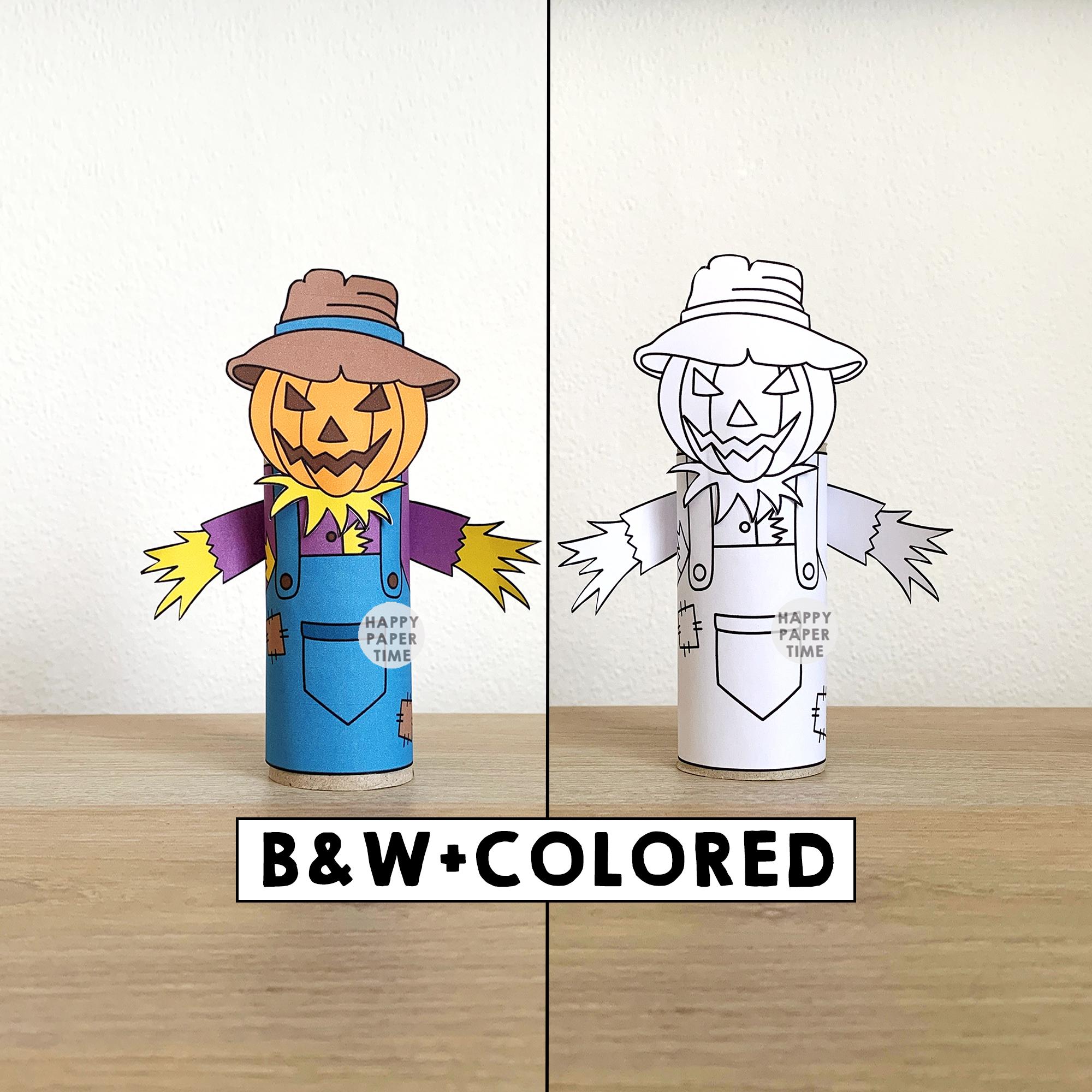 Scarecrow Toilet Paper Roll Craft Halloween Spooky Party Coloring ...