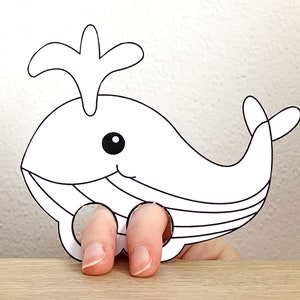 Whale Paper Craft Printable Ocean Animal Finger Puppet Kids Craft ...