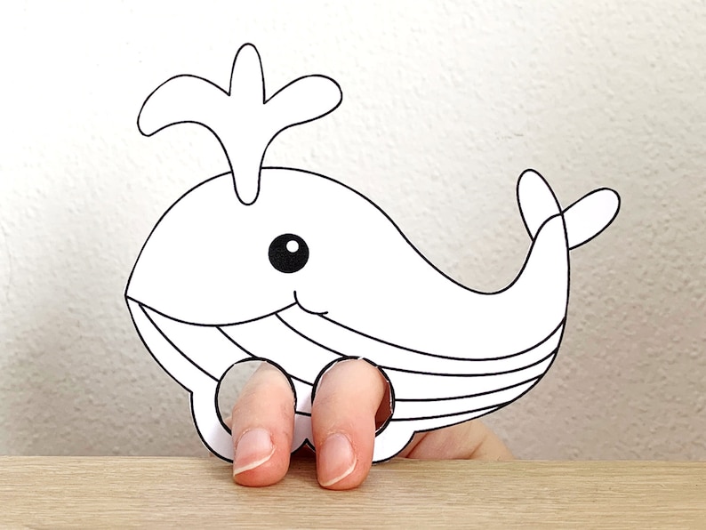 Whale Paper Craft Printable Ocean Animal Finger Puppet Kids - Etsy