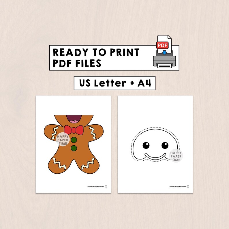 Gingerbread Man Paper Bag Puppet Christmas Printable Holiday Winter ...